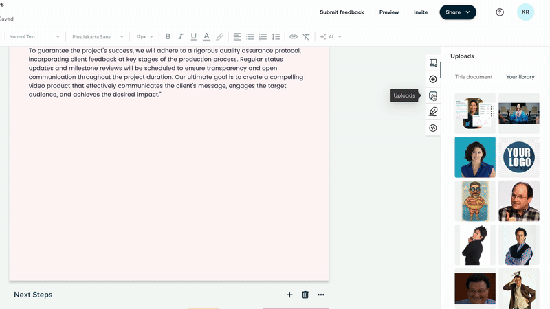 Uploading and Importing Images from the Content Library – Proposify 3.0